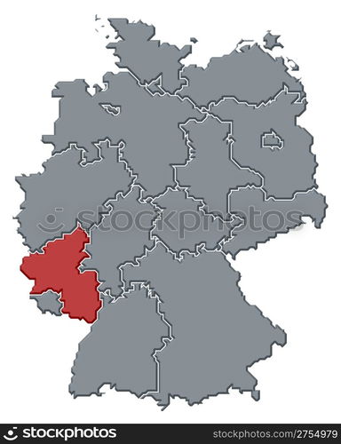 Map of Germany, Rhineland-Palatinate highlighted. Political map of ...