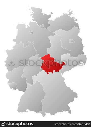 Map of Germany, Thuringia highlighted. Political map of Germany with ...