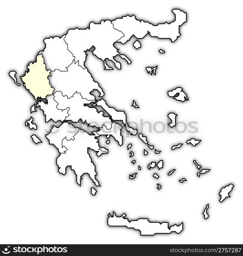Map of Greece, Epirus highlighted. Political map of Greece with the ...