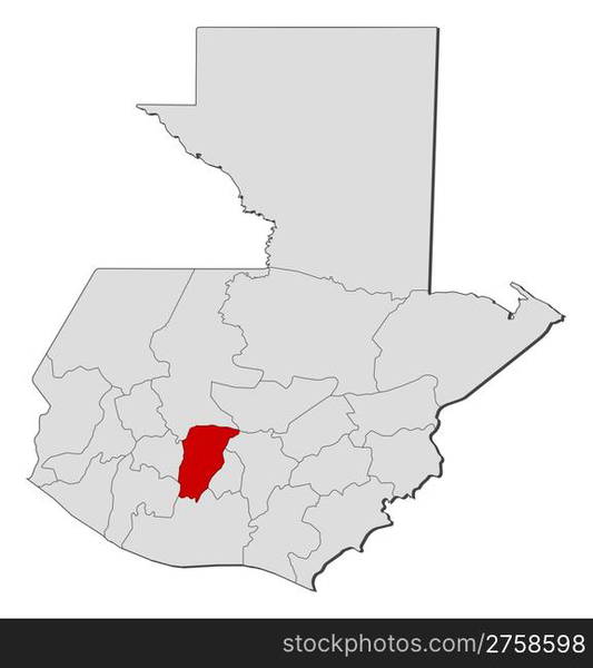 Map of Guatemala, Sacatepequez highlighted. Political map of Guatemala ...