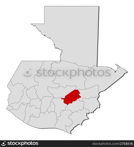 Map of Guatemala, El Progreso highlighted. Political map of Guatemala ...