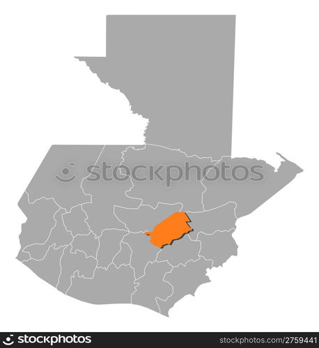 Map of Guatemala, El Progreso highlighted. Political map of Guatemala ...
