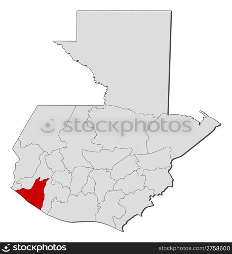 Map of Guatemala, Retalhuleu highlighted. Political map of Guatemala ...