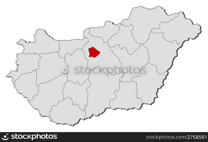 Map of Hungary, Budapest highlighted. Political map of Hungary with the ...