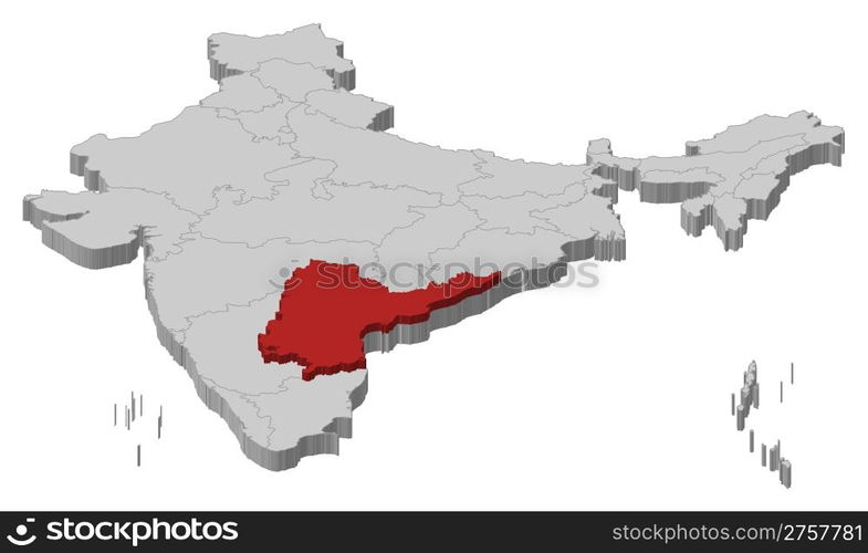 Map of India, Andhra Pradesh highlighted. Political map of India with ...