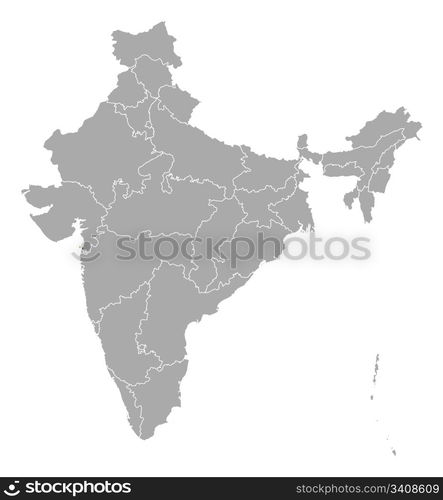 Map of India, Daman and Diu highlighted. Political map of India with ...