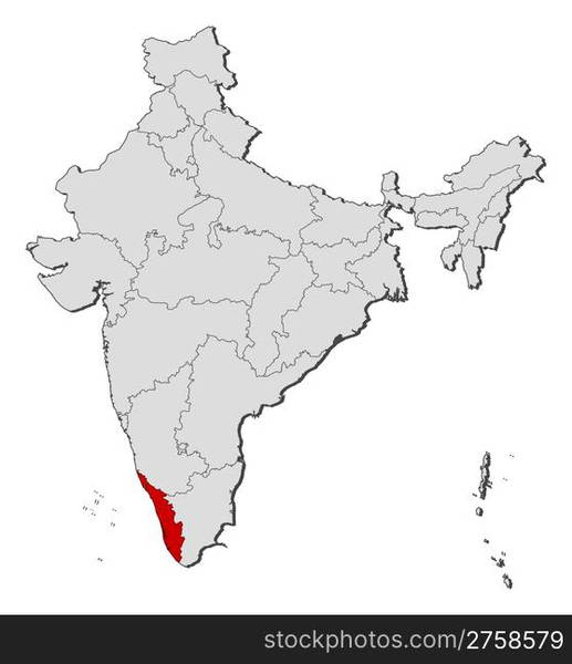 Map of India, Goa highlighted. Political map of India with the several ...