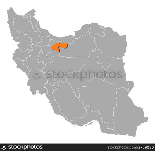 Map of Iran, Tehran highlighted. Political map of Iran with the several ...