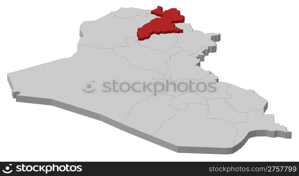 Map of Iraq, Arbil highlighted. Political map of Iraq with the several ...