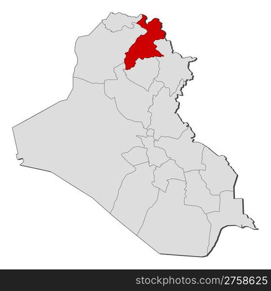 Map of Iraq, Kirkuk highlighted. Political map of Iraq with the several ...