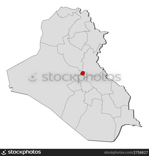 Map of Iraq, Bagdad highlighted. Political map of Iraq with the several ...
