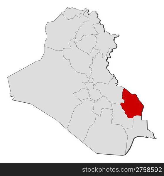 Map of Iraq, Salah ad Din highlighted. Political map of Iraq with the ...