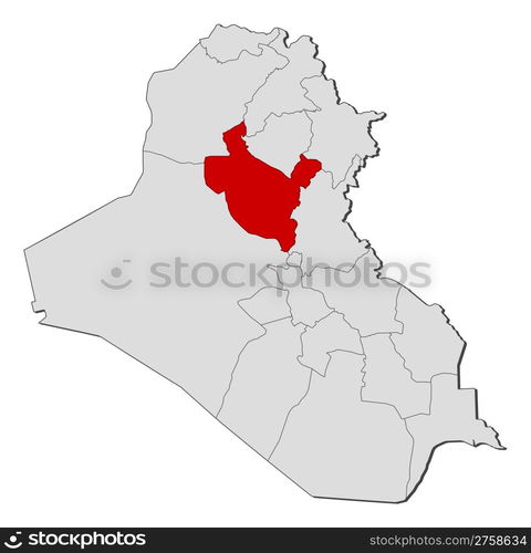 Map of Iraq, Salah ad Din highlighted. Political map of Iraq with the ...