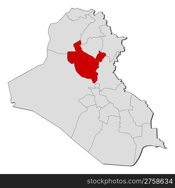 Map of Iraq, Kirkuk highlighted. Political map of Iraq with the several ...