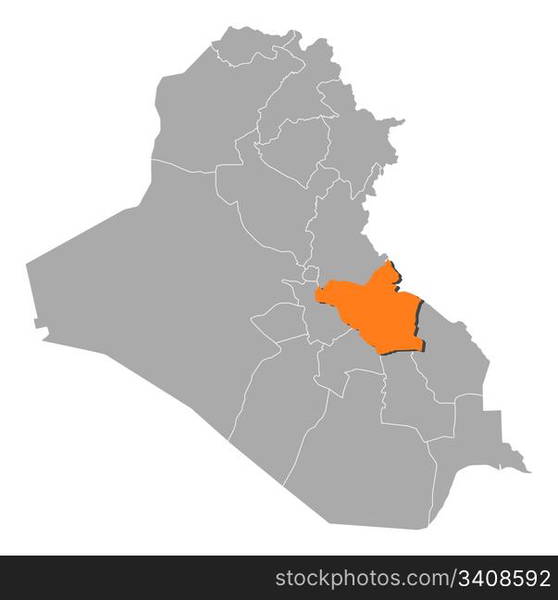 Map of Iraq, Salah ad Din highlighted. Political map of Iraq with the ...
