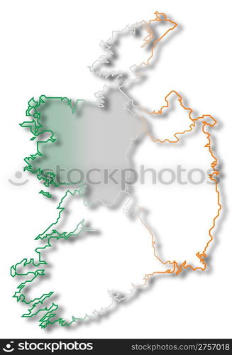 Map of Ireland, Connacht highlighted. Political map of Ireland with the ...