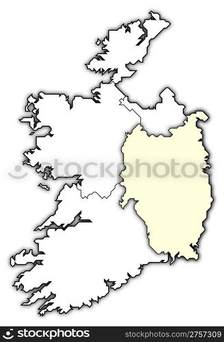 Map of Ireland, Leinster highlighted. Political map of Ireland with the ...
