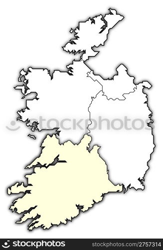 Map of Ireland, Munster highlighted. Political map of Ireland with the ...