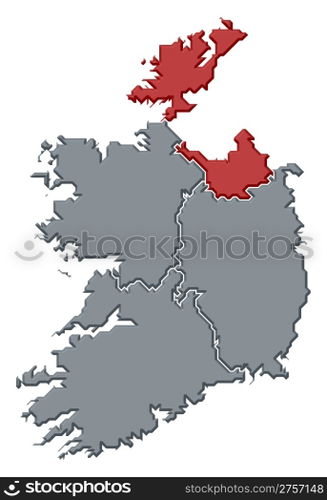 Map of Ireland, Ulster highlighted. Political map of Ireland with the ...