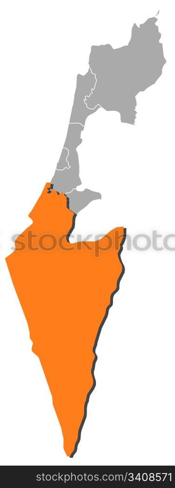 Map of Israel, Southern District highlighted. Political map of Israel ...