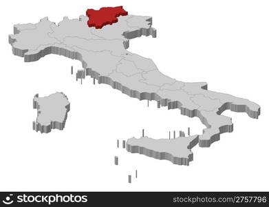 Map of Italy. Political map of Italy with the several regions ...