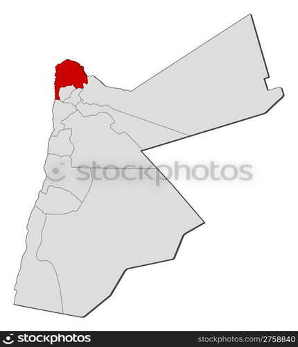 Map of Jordan, Irbid highlighted. Political map of Jordan with the ...
