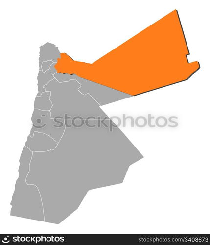 Map of Jordan, Mafraq highlighted. Political map of Jordan with the ...