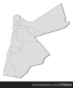 Map of Jordan. Political map of Jordan with the several governorates ...