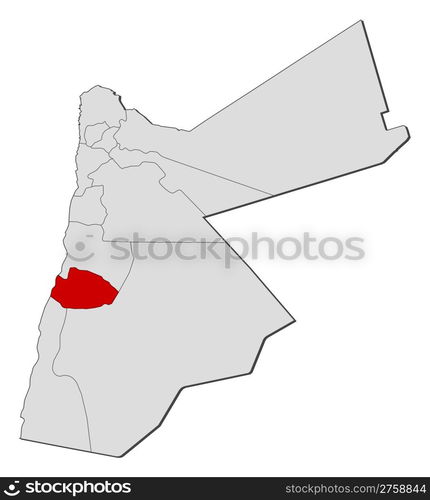 Map of Jordan, Tafilah highlighted. Political map of Jordan with the ...