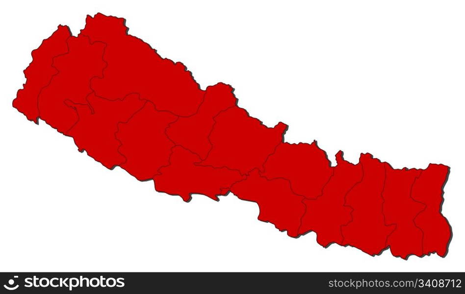 Map of Nepal. Political map of Nepal with the several zones ...
