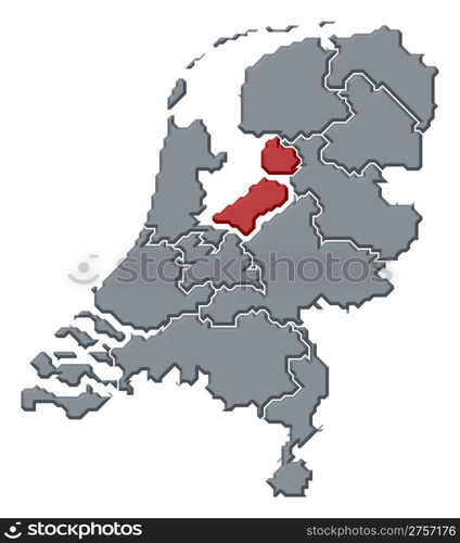 Map of Netherlands, Flevoland highlighted. Political map of Netherlands ...