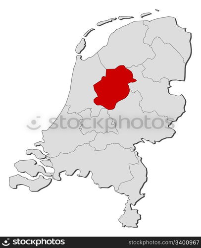Map of Netherlands, Flevoland highlighted. Political map of Netherlands ...