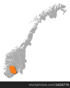 Map of Norway, Rogaland highlighted. Political map of Norway with the ...