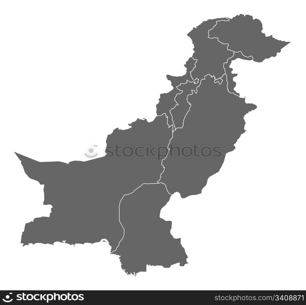 Map of Pakistan. Political map of Pakistan with the several provinces ...