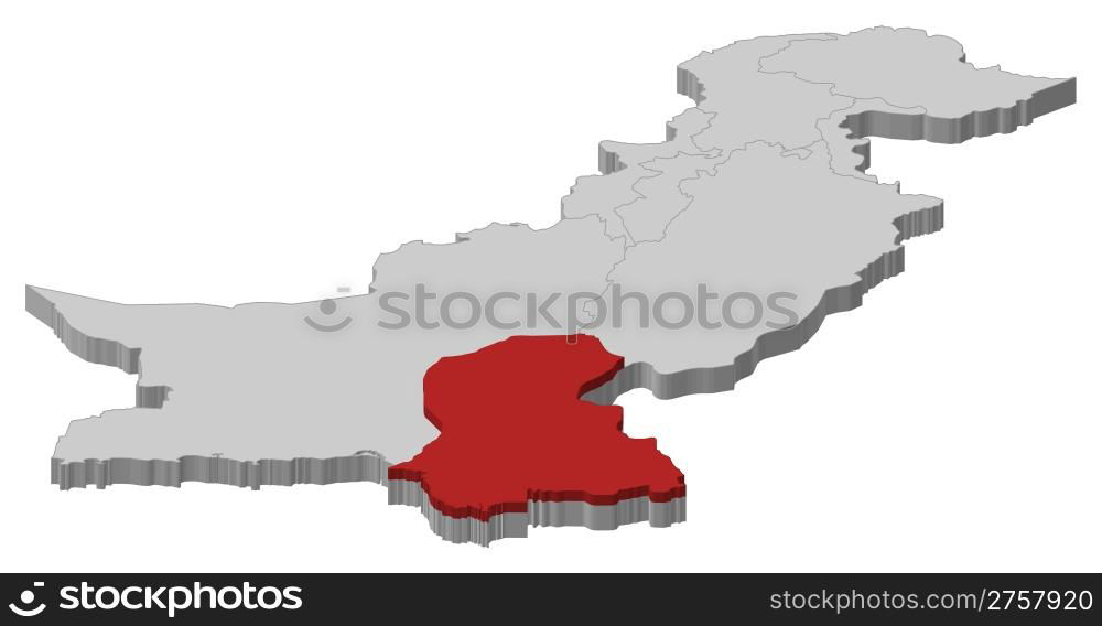 Map of Pakistan, Sindh highlighted. Political map of Pakistan with the ...