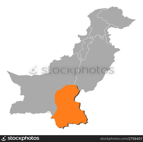 Map of Pakistan, Sindh highlighted. Political map of Pakistan with the ...