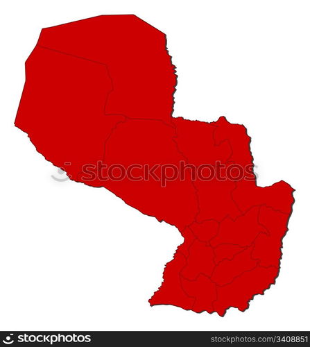 Map of Paraguay. Political map of Paraguay with the several departments ...