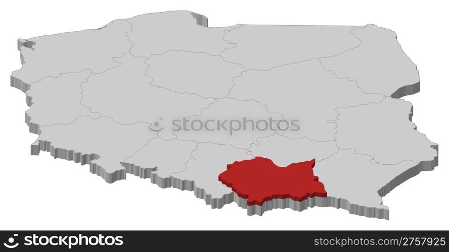 Map of Poland, Lesser Poland highlighted. Political map of Poland with ...