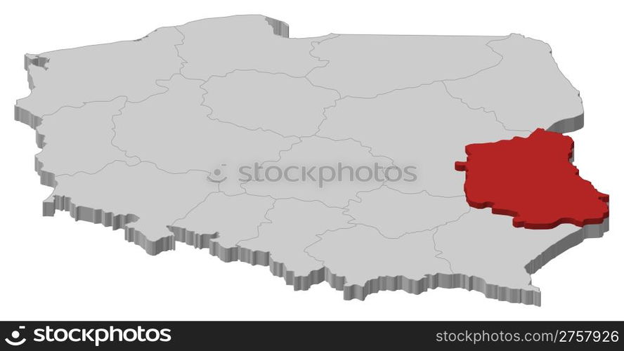 Map of Poland, Lublin highlighted. Political map of Poland with the ...