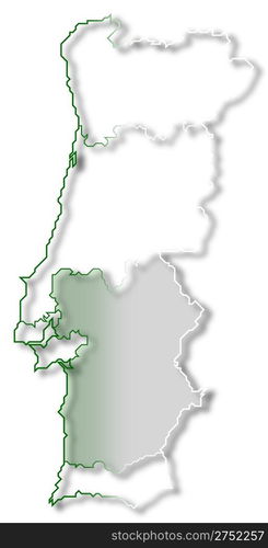 Map of Portugal, Alentejo highlighted. Political map of Portugal with ...