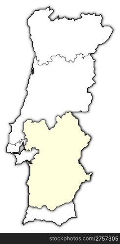 Map of Portugal, Alentejo highlighted. Political map of Portugal with ...