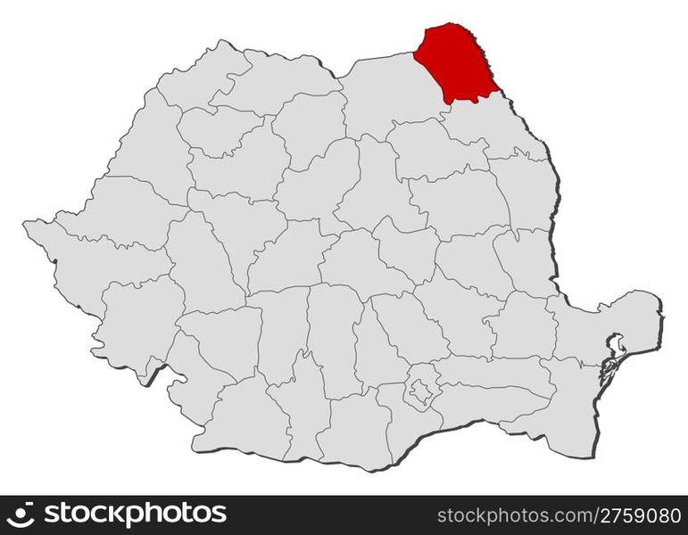 Map of Romania, Bihor highlighted. Political map of Romania with the ...