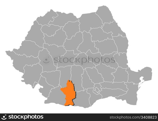 Map of Romania, Olt highlighted. Political map of Romania with the ...
