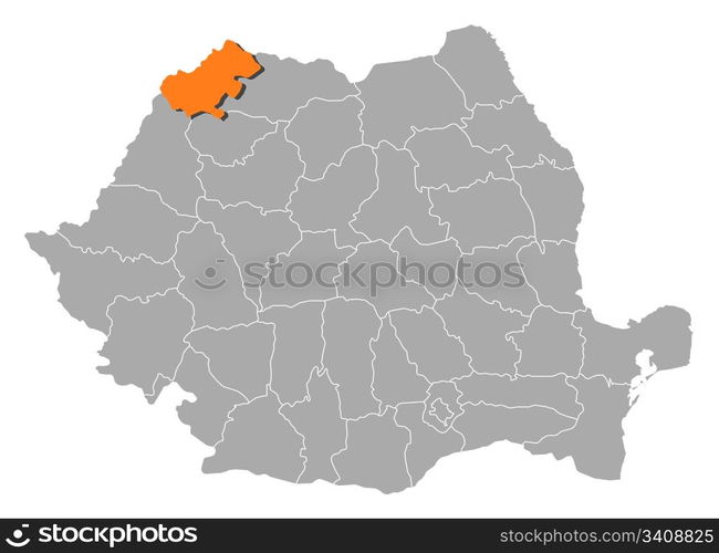 Map of Romania, Satu Mare highlighted. Political map of Romania with ...
