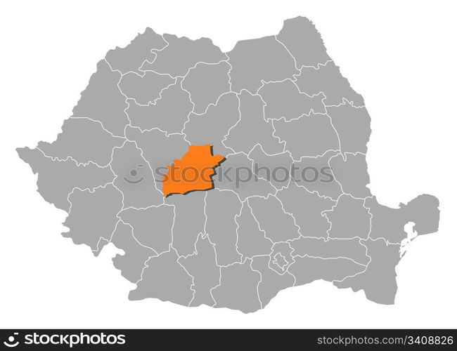 Map of Romania, Sibiu highlighted. Political map of Romania with the ...