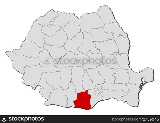 Map of Romania, Teleorman highlighted. Political map of Romania with ...