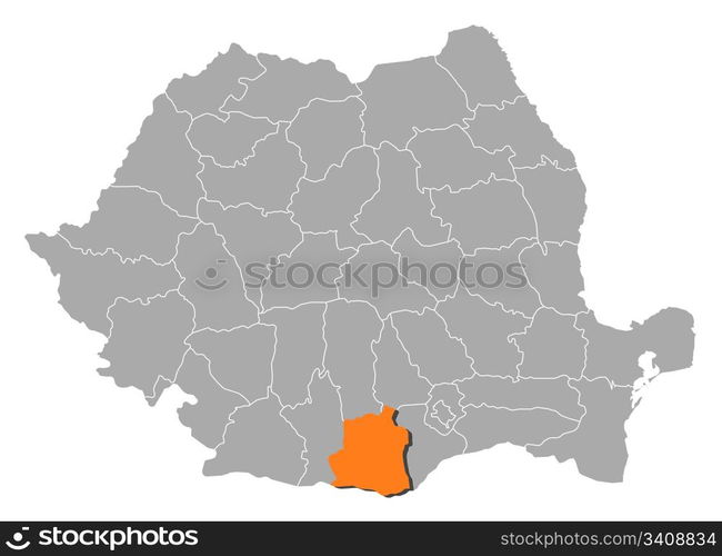 Map of Romania, Teleorman highlighted. Political map of Romania with ...