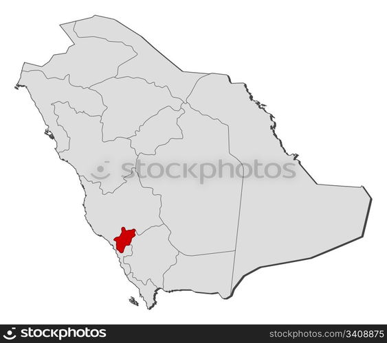 Map of Saudi Arabia, Al-Bahah highlighted. Political map of Saudi ...