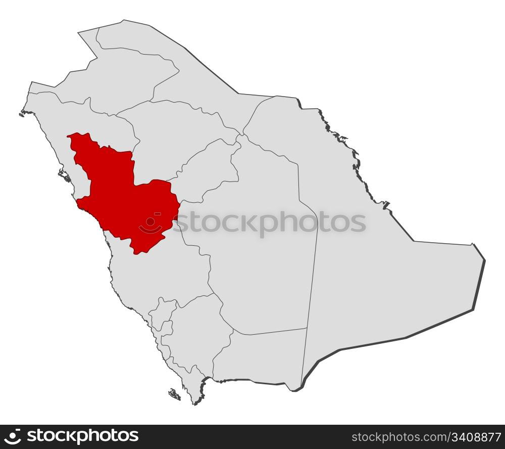 Map of Saudi Arabia, Al Madinah highlighted. Political map of Saudi ...