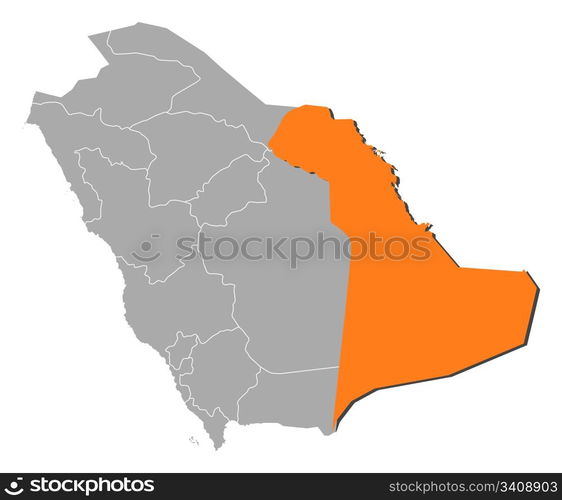 Map of Saudi Arabia, Eastern Province highlighted. Political map of ...